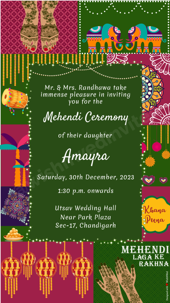 Mehndi Invitation Cards Quick & Easy Customizations - Wish N Wed