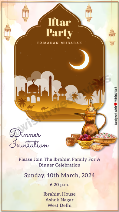 3D AI Iftar Dinner Invitation Video Template Online - Iftar Invitation ...