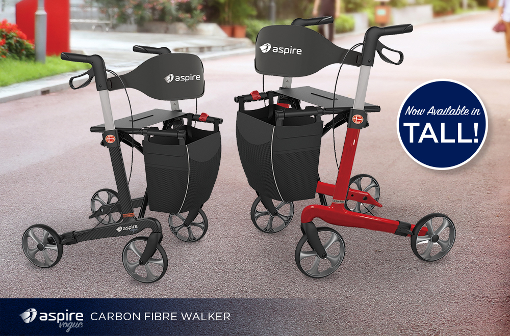 Aspire Vogue Carbon Fibre TALL Walker - Freedom2Live