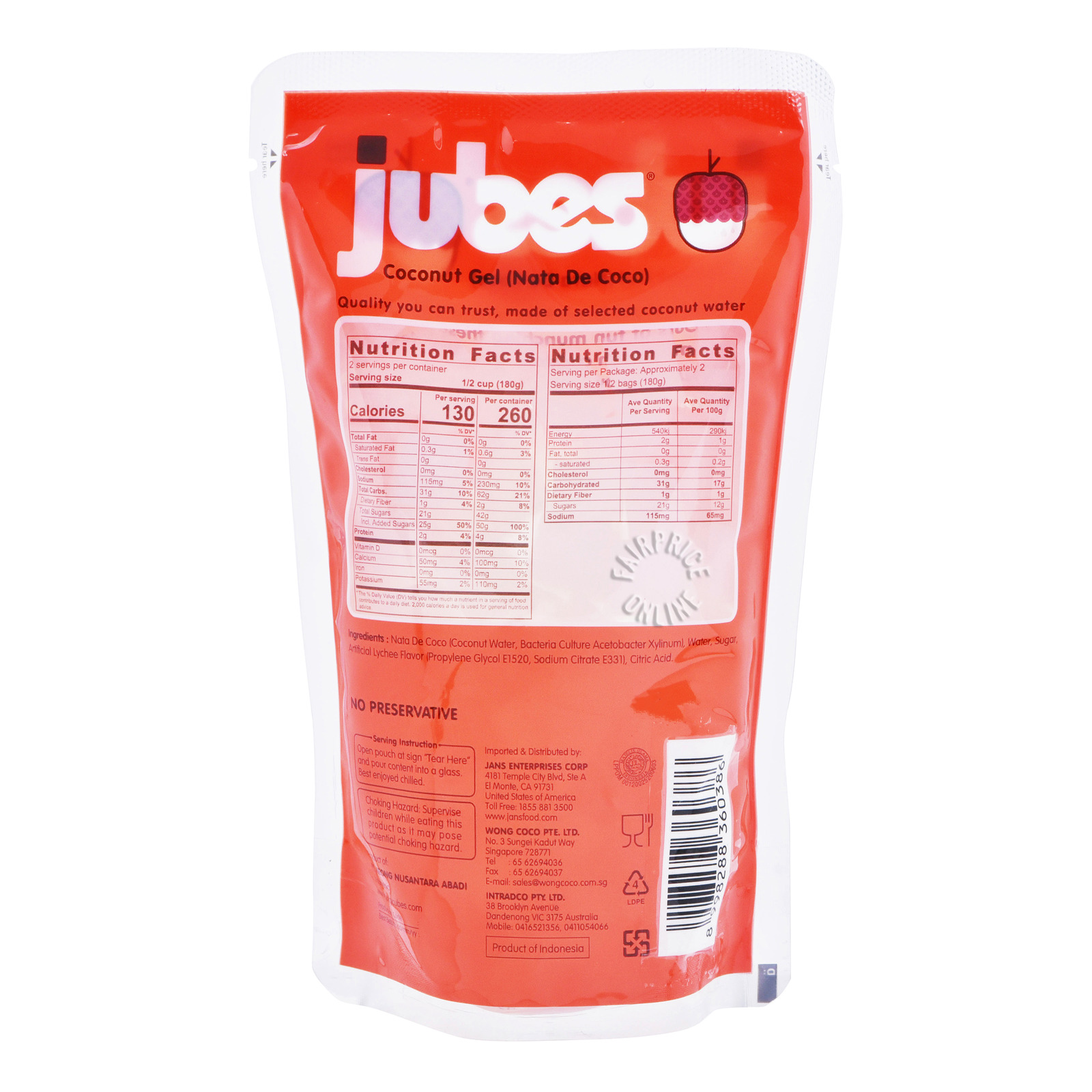 Wong Coco Jubes Nata De Coco - Lychee | NTUC FairPrice