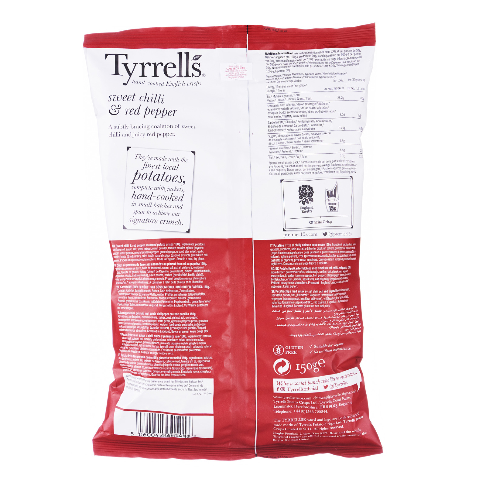 Tyrrells Hand Cooked Potato Chips - Sweet Chili & Red Pepper | NTUC ...