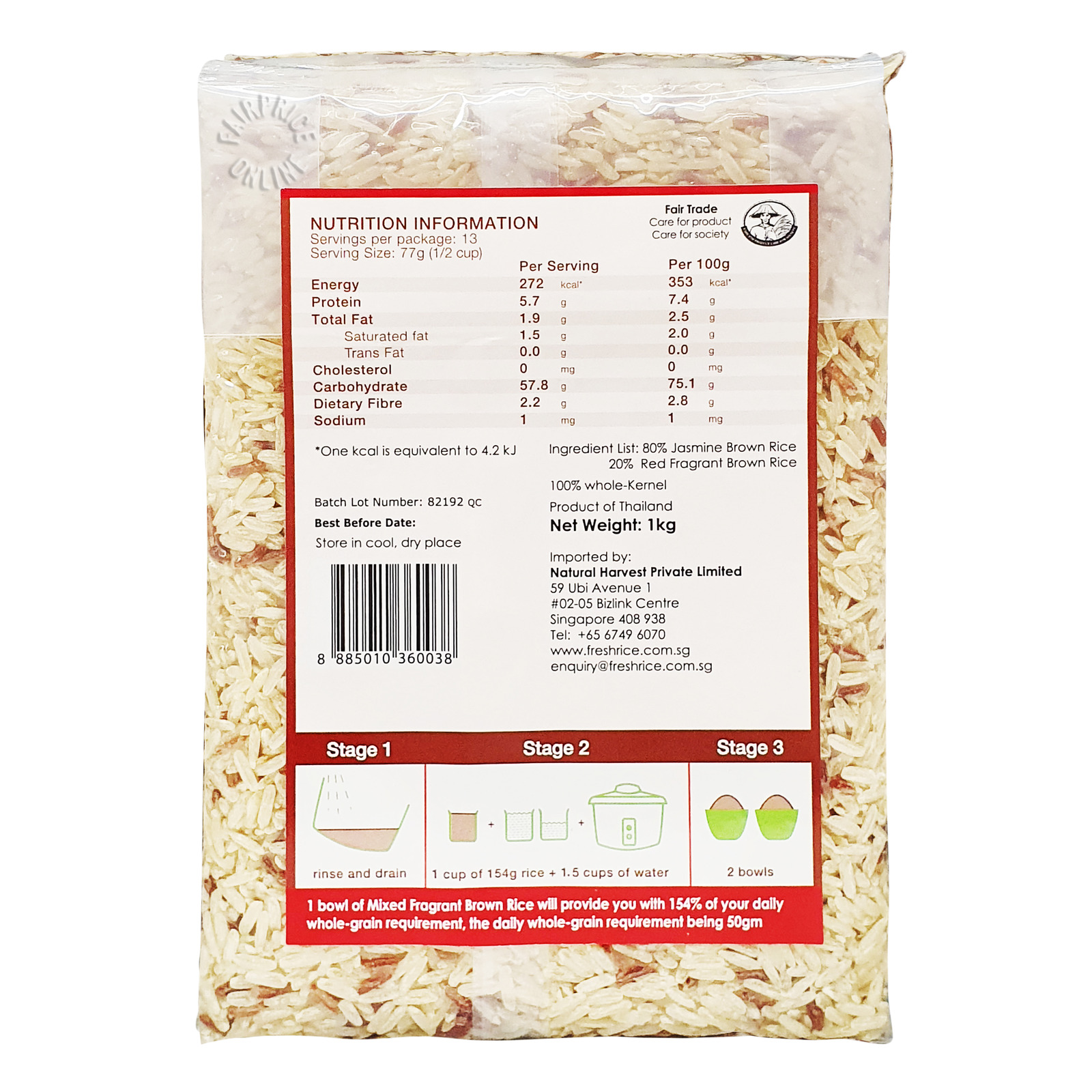 Fresh Rice Organic Thai Hom Mali Rice - Mixed Brown | NTUC FairPrice