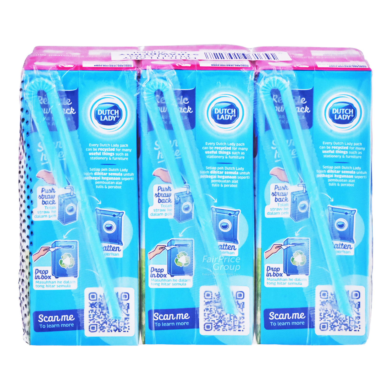 Dutch Lady Pure Farm UHT Flavoured Milk - Strawberry | NTUC FairPrice