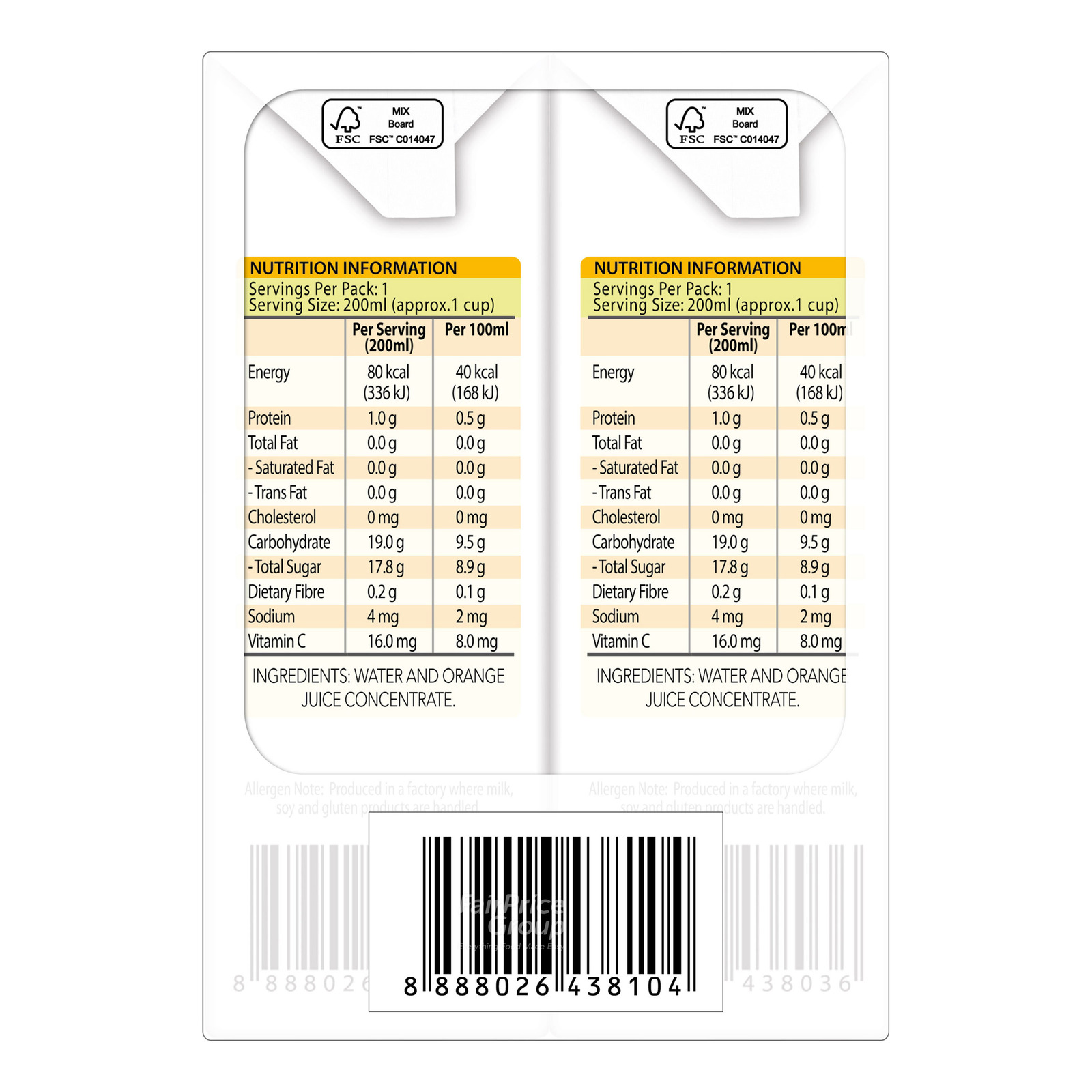 Marigold 100% Packet Juice - Orange | NTUC FairPrice