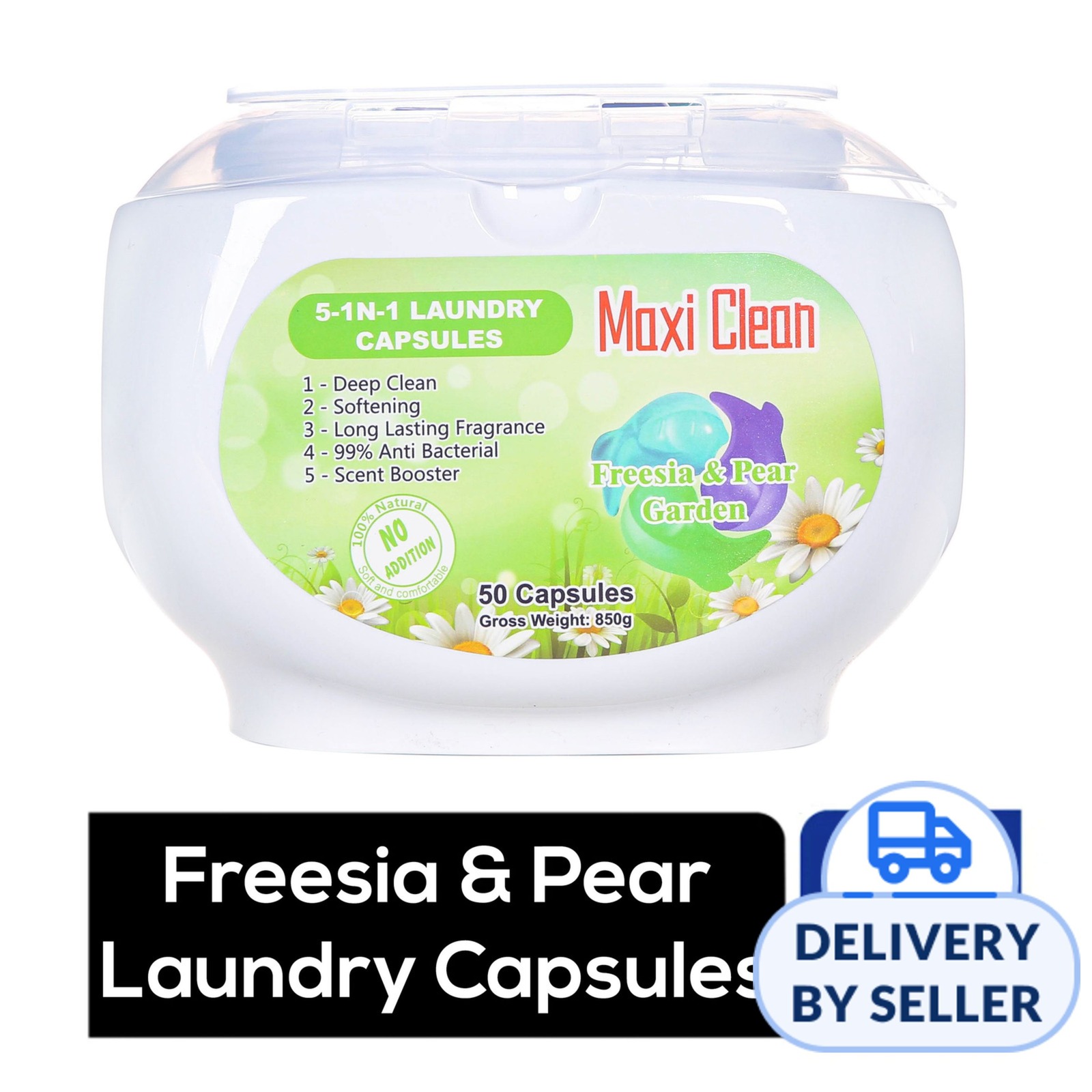 Maxi Clean 5in1 Laundry Capsules Pods - Freesia & Pear Tub | NTUC FairPrice