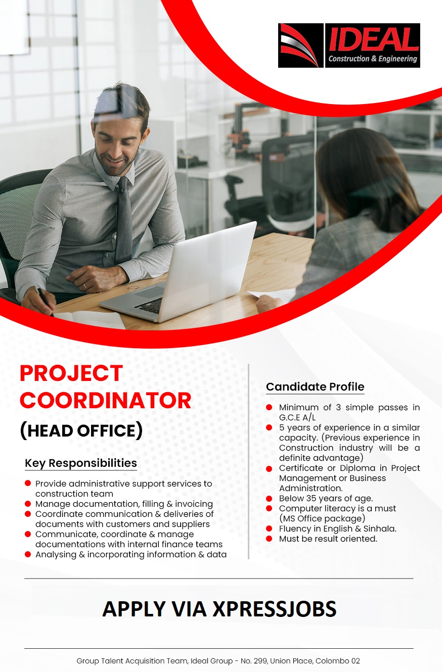 Project Coordinator - Head Office - Ideal Group | XpressJobs