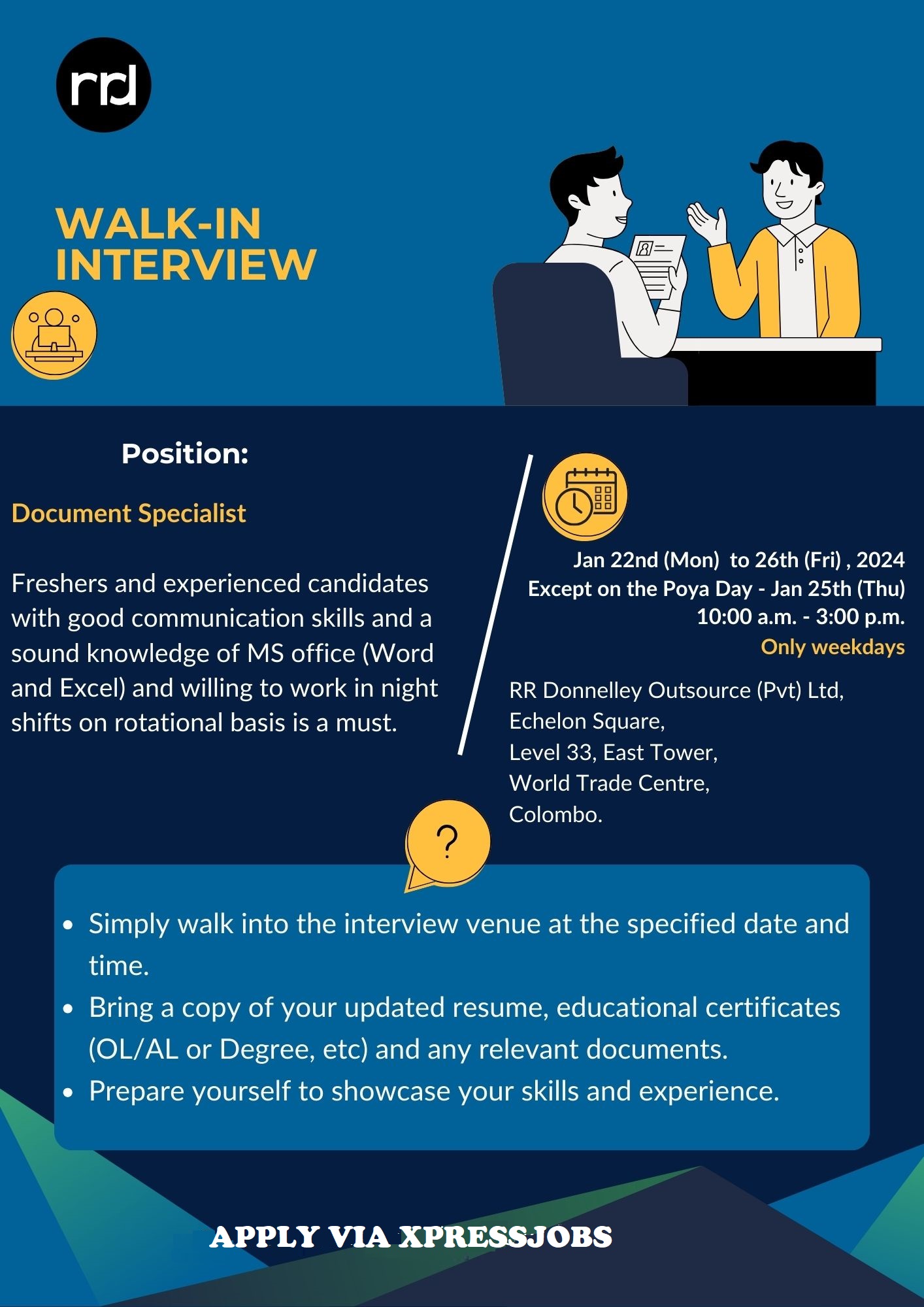 Walk In Interview | Document Specialist - RR Donnelley Outsource (Pvt ...
