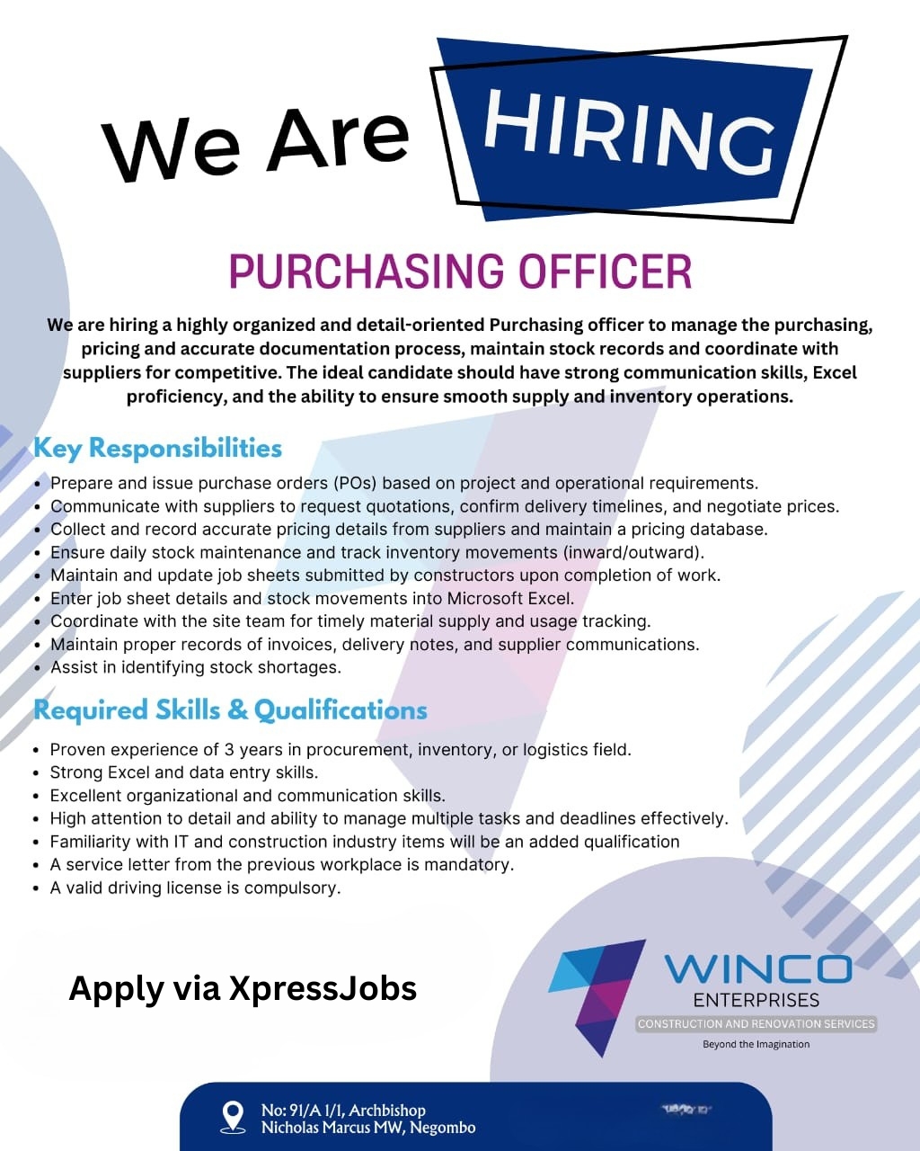 Purchasing Officer Job Description