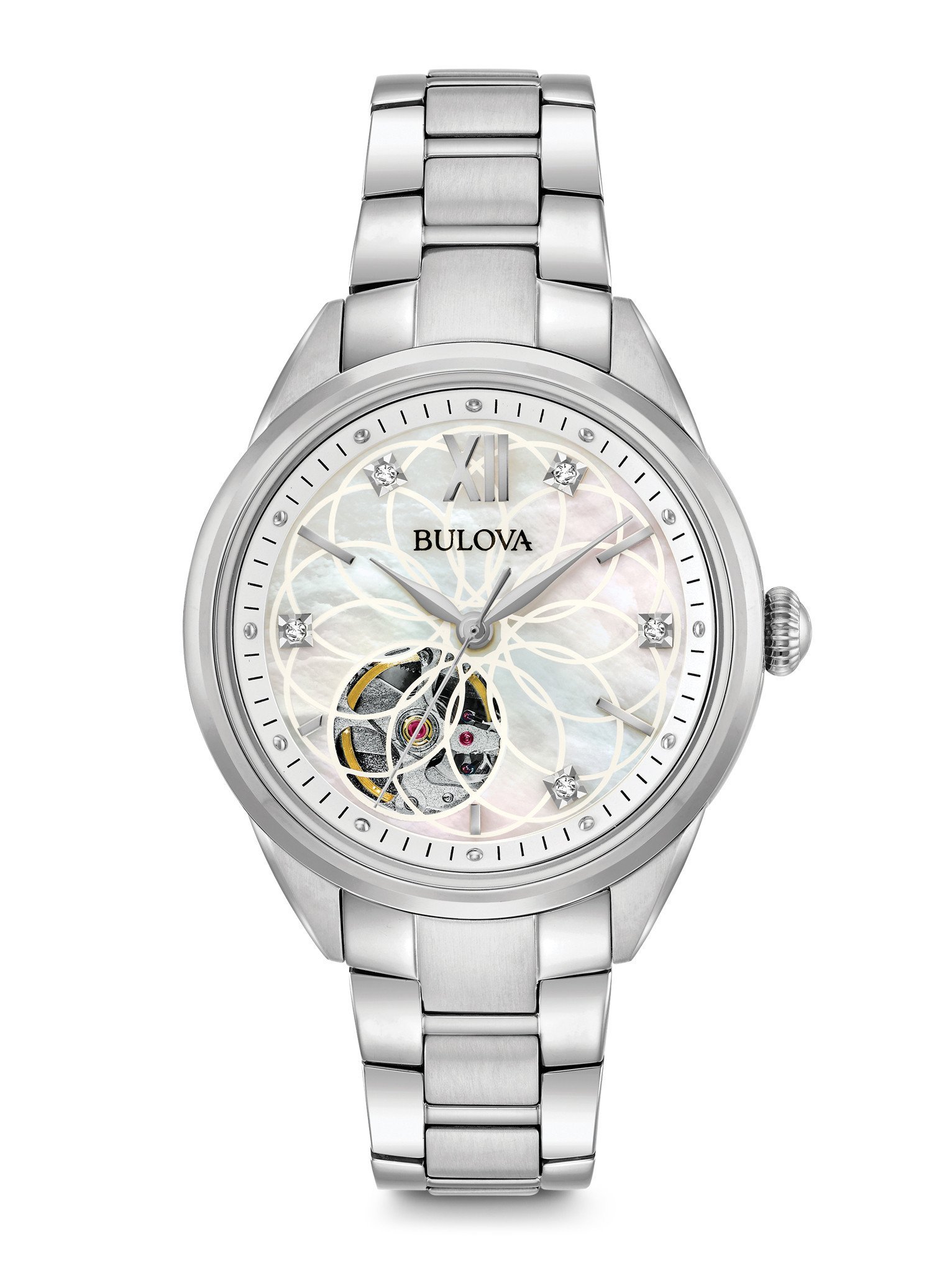 Bulova Womens Diamond Stainless Steel Automatic Classic 96P181