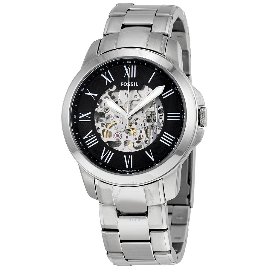 FOSSIL Grant Black Skeleton Automatic Mens Watch ME3103
