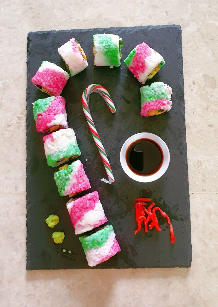 Christmas Treat - Candy Cane Sushi - YoRipe