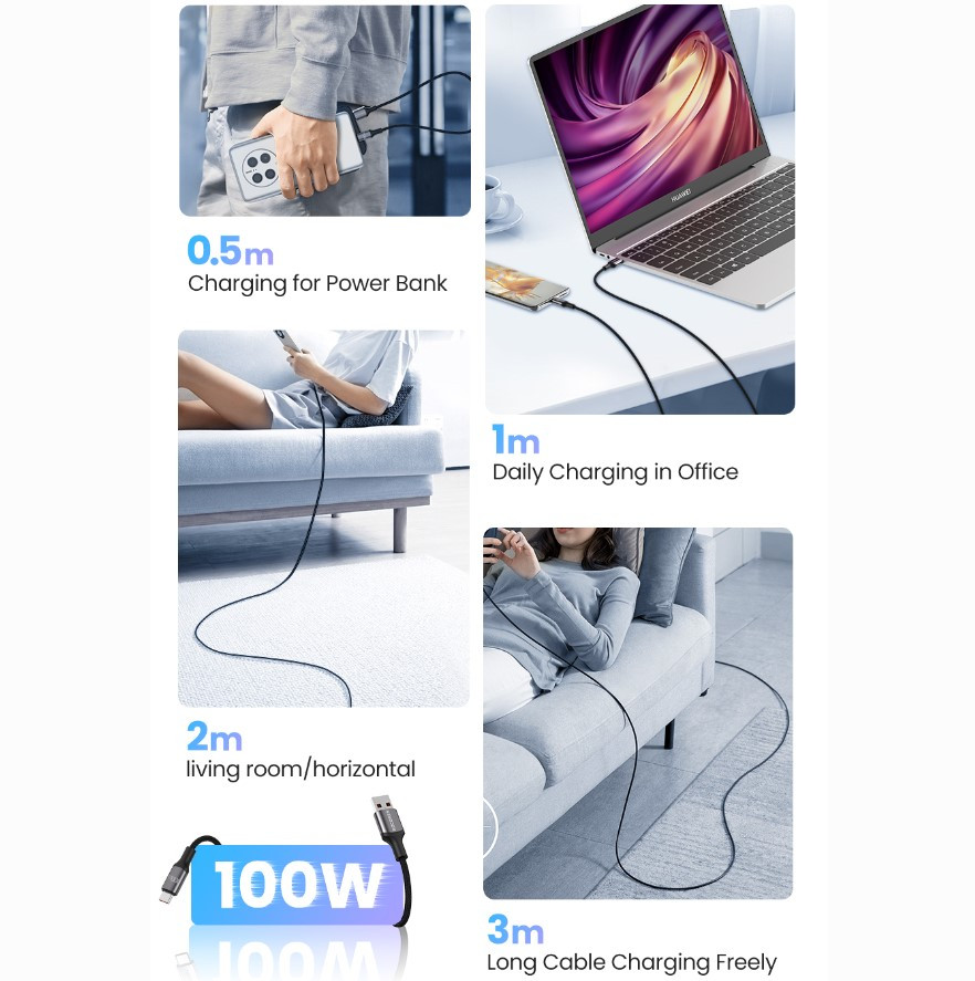 Rocoren Retro Charger USB Cable A TO C 100W Malaysia - KTS