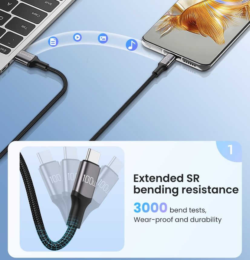 Rocoren Retro Charger USB Cable A TO C 100W Malaysia - KTS