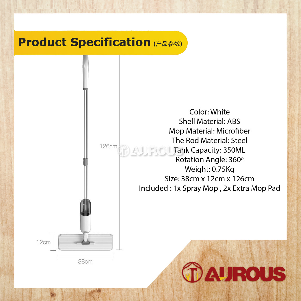 MICROFIBER CLOTH EASY WATER SPRAY MOP WET DRY 360º FLOOR MOP WITH TANK ...