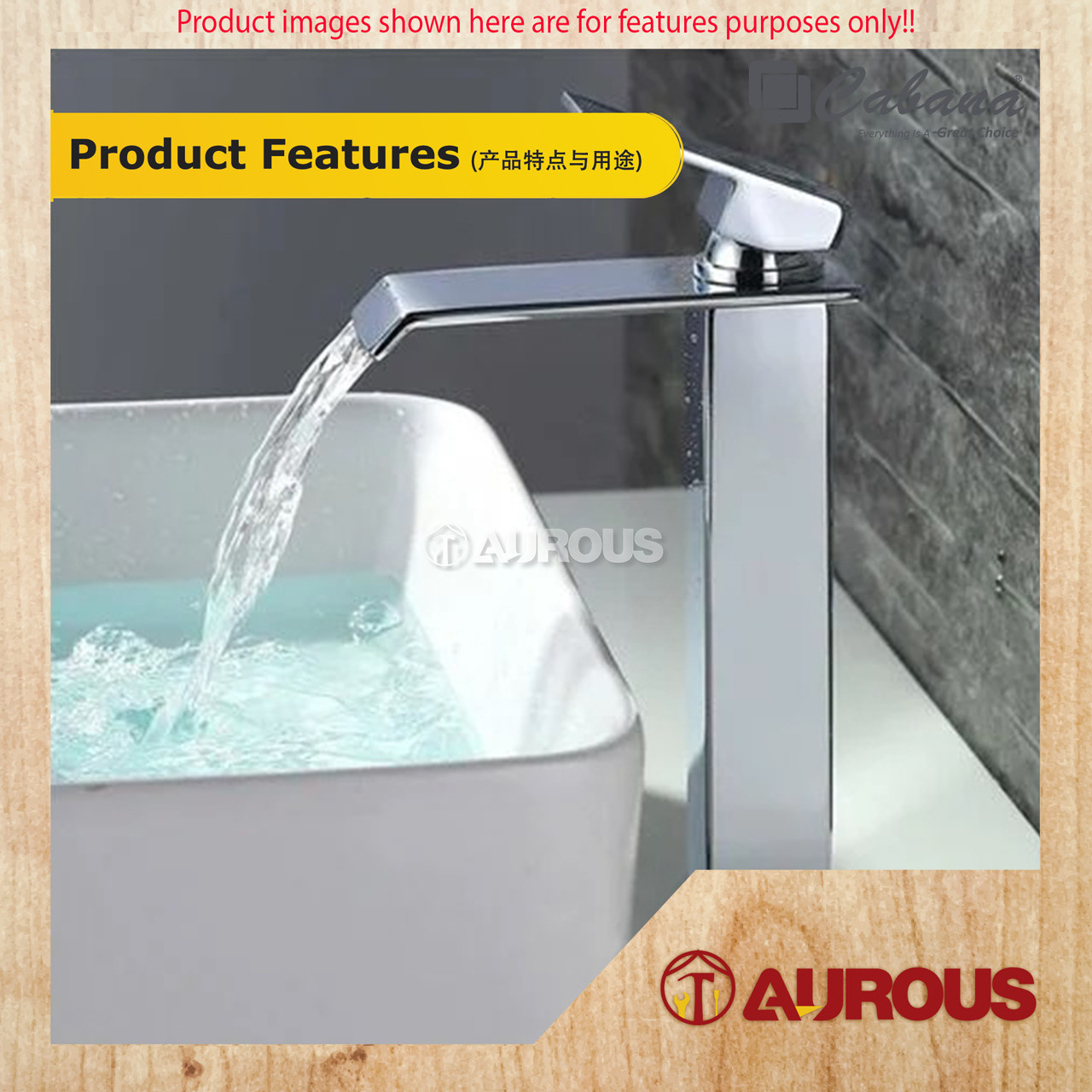 CABANA BATHROOM TOILET STAINLESS STEEL 304 HIGH BASIN COLD TAP WATER ...