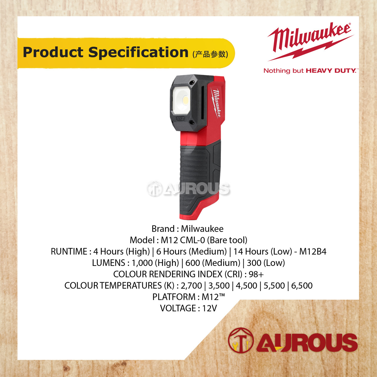 MILWAUKEE M12 PAINT AND DETAILING COLOR MATCH LIGHT M12 CML-0 (BARE ...