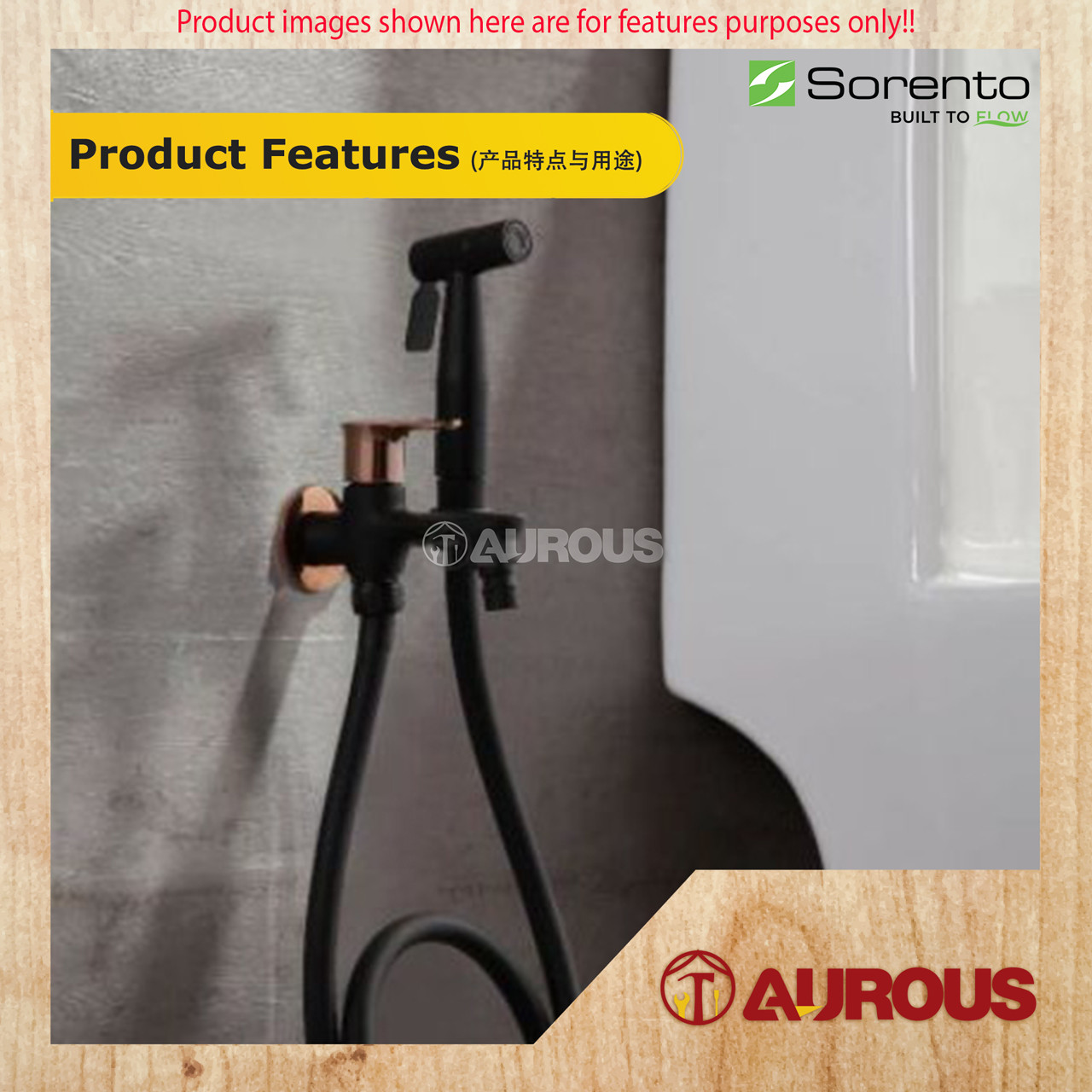 SORENTO ROSE GOLD + MATT BLACK TWO WAY TAP C/W HAND BIDET & 1.2M ...