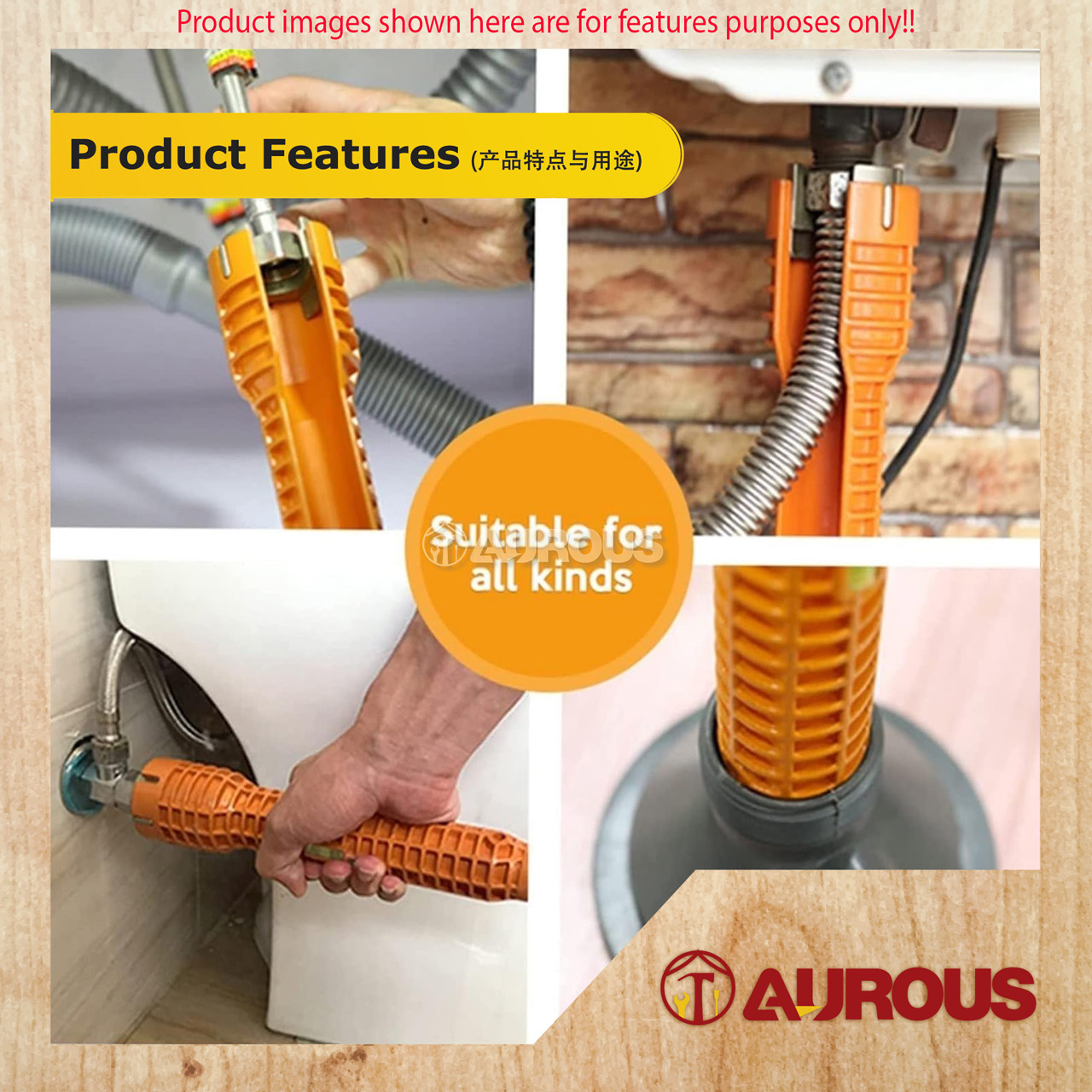 FAUCET & SINK INSTALLER TOOL OR MULTI PURPOSE BASIN OPENER WRENCH WATER ...