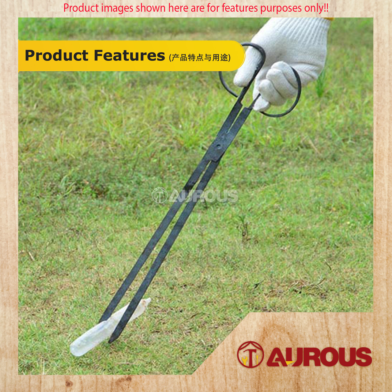 CHARCOAL METAL TONG PICKER RUBBISH C/W RED HANDLE - Aurous Hardware ...