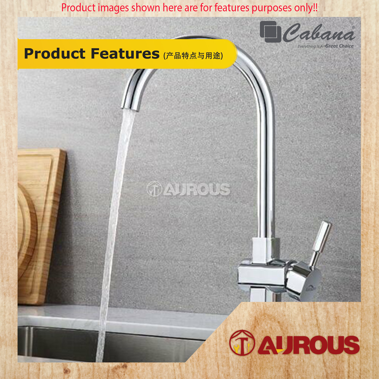 CABANA STAINLESS STEEL 304 PILLAR MOUNTED KITCHEN SINK TAP WATER TAP ...