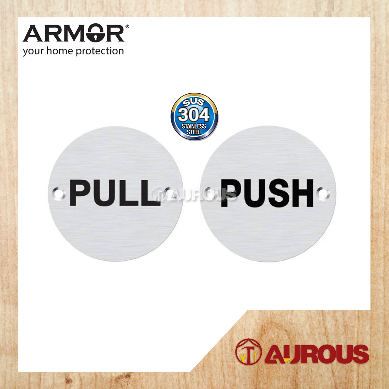 ARMOR STAINLESS STEEL SUS304 DOOR ROUND PULL PLATE / PUSH PLATE Ø75 ...