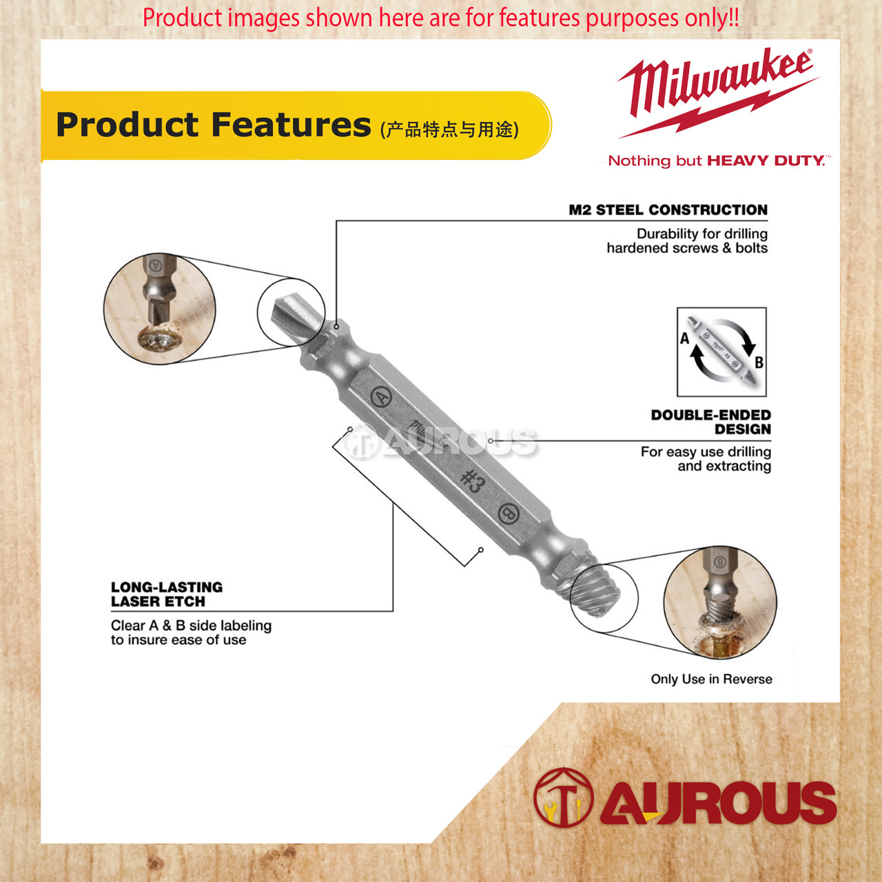 MILWAUKEE M2 STEEL SCREW EXTRACTOR 4 PCS SET (SIZES #1, #2, #3, #4) 49 ...