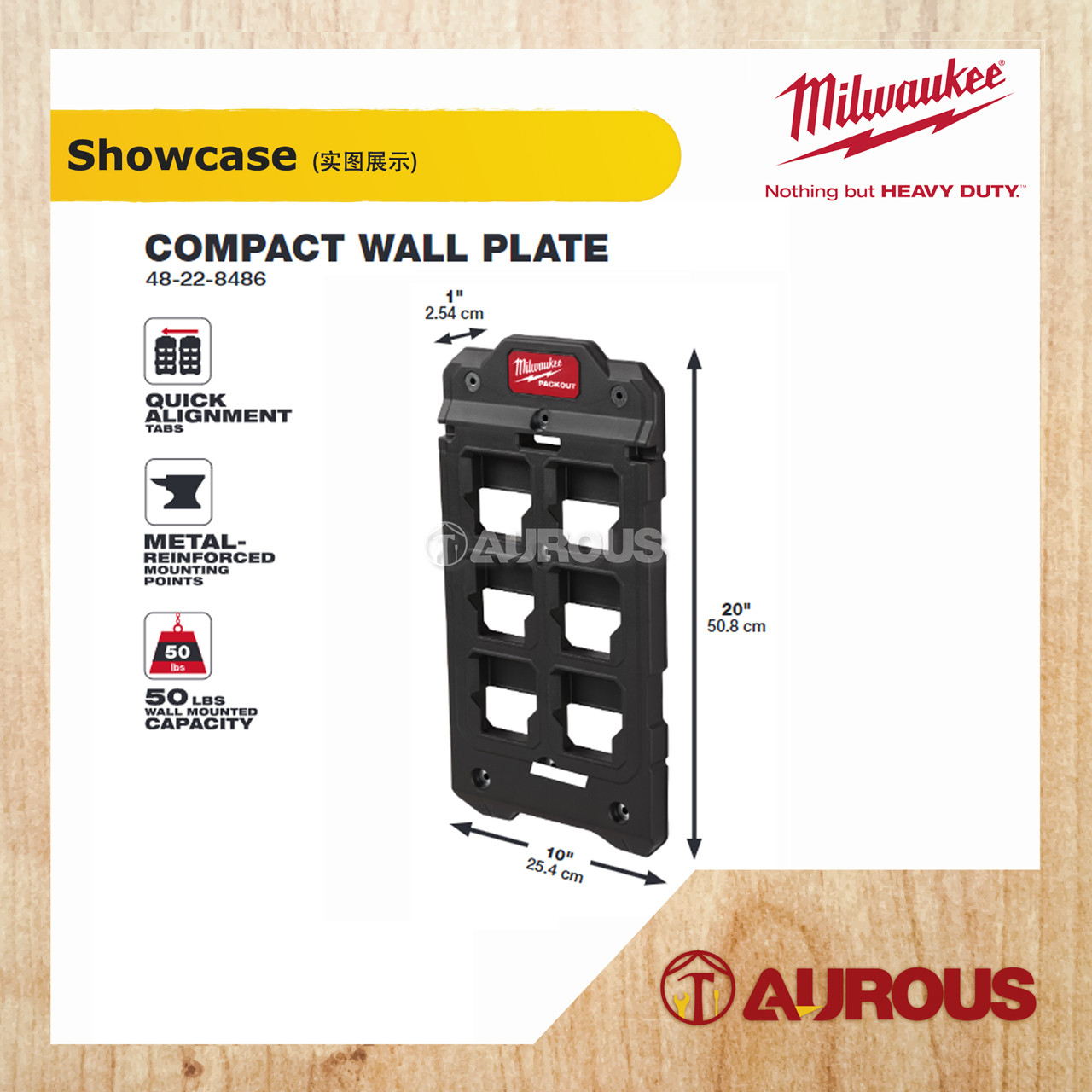 MILWAUKEE PACKOUT WALL MOUNTING WALL PLATE (48-22-8486 , 48-22-8487 ...
