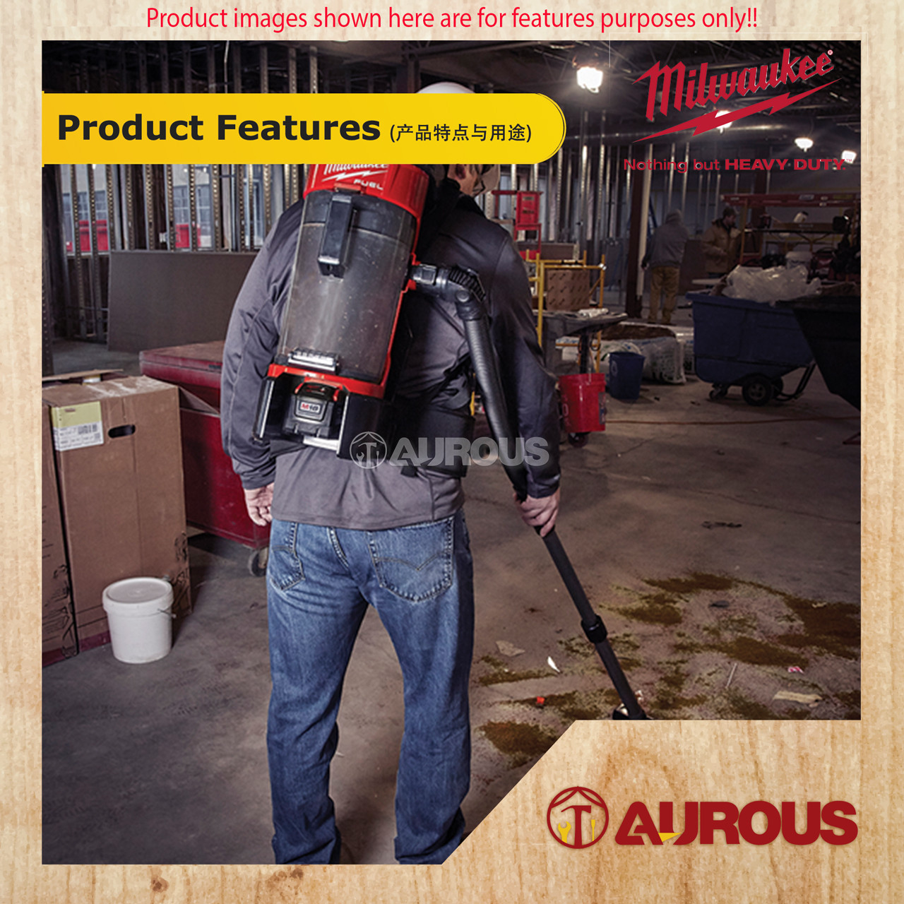 MILWAUKEE M18 FUEL BACKPACK VACUUM WITH HEPA FILTER M18 FBPV-0G0 (BARE ...