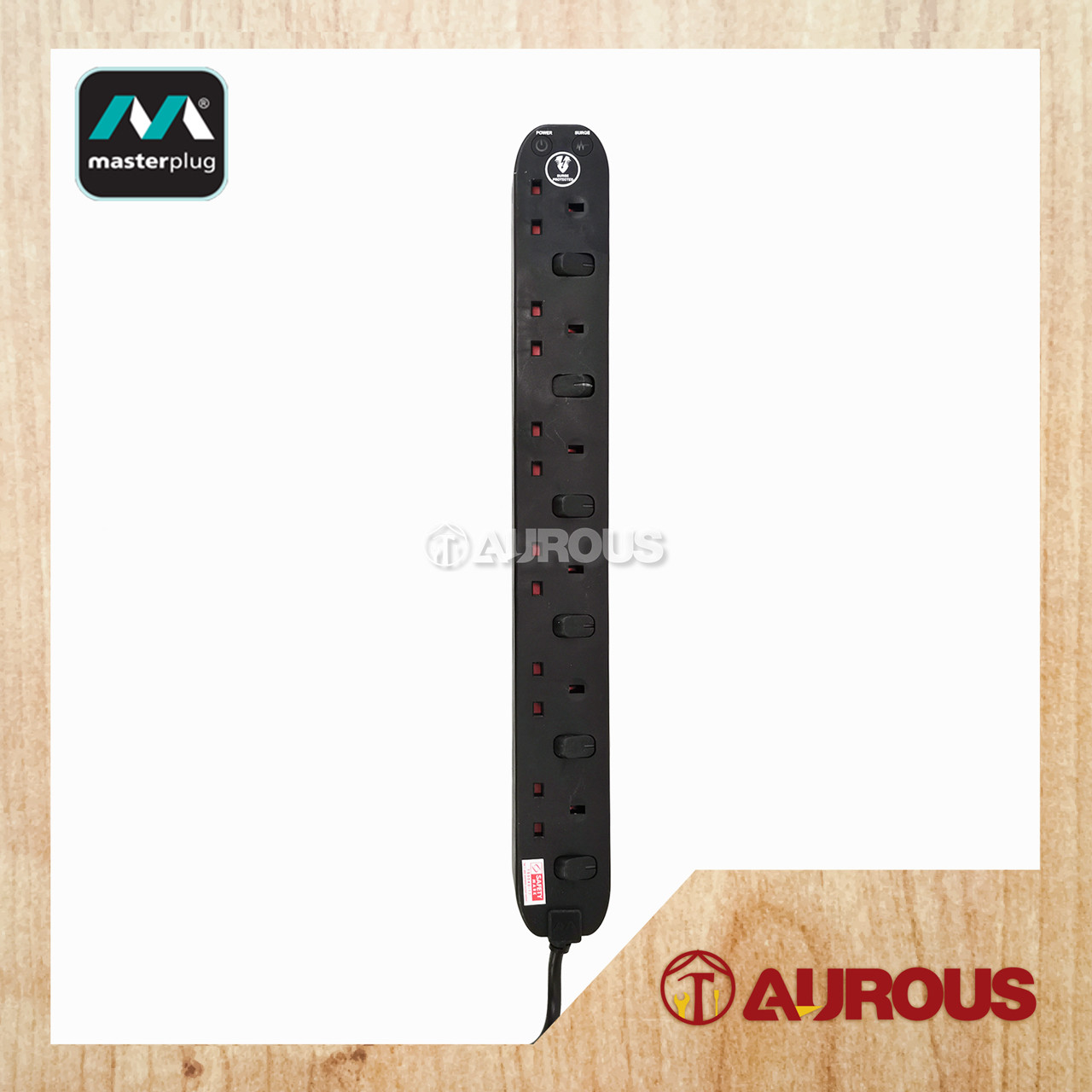 MASTERPLUG SWITCHED EXTENSION LEAD SURGE PROTECTED POWER SOCKET 2M X 6 ...