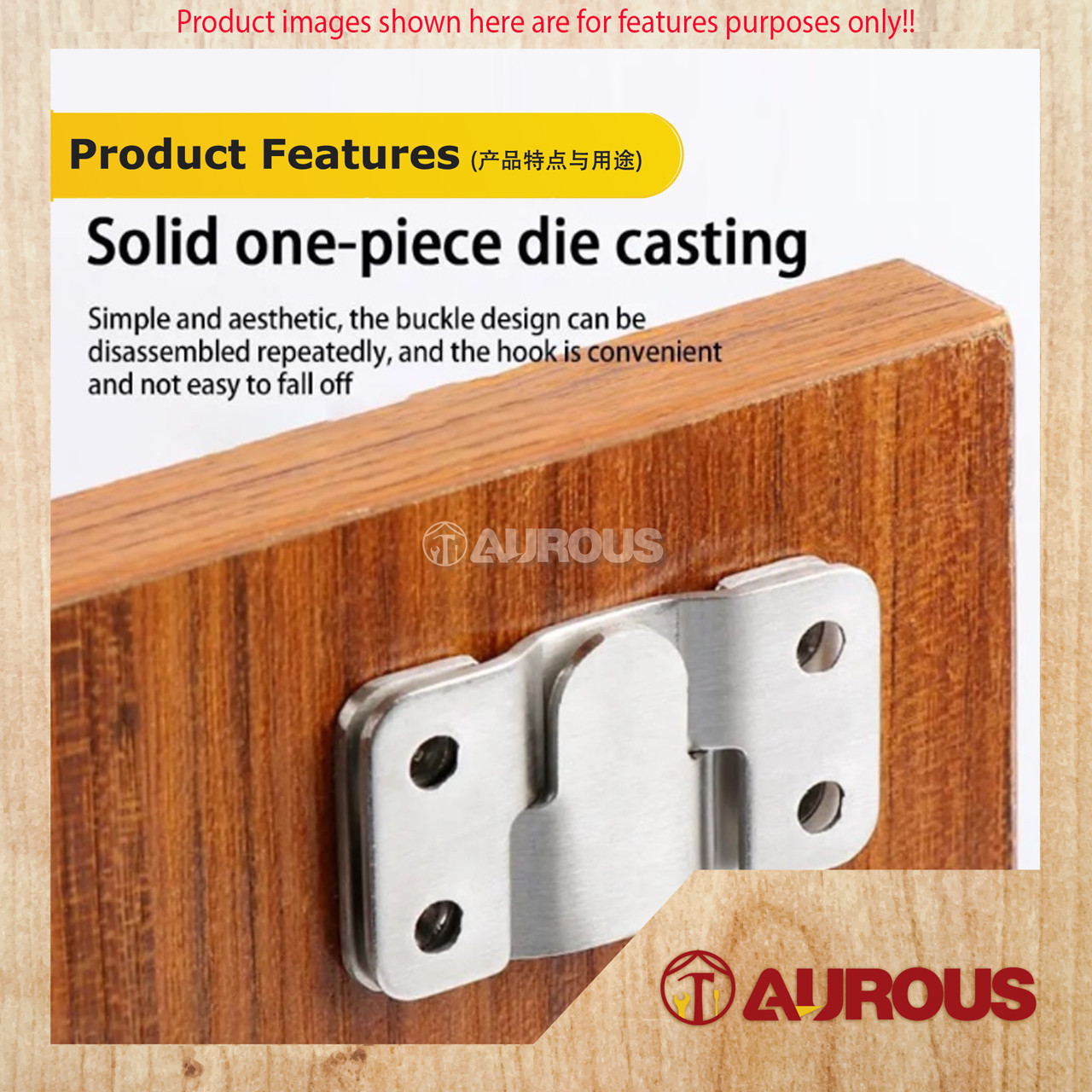 1 PIECE- STAINLESS STEEL WALL FURNITURE PICTURE FRAME HANGERS HOOK ...