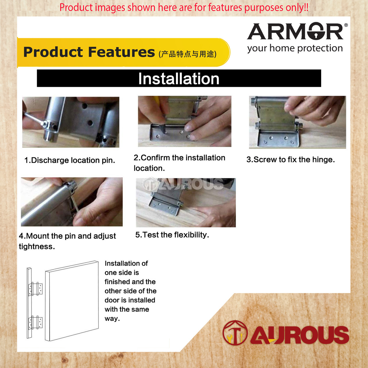 ARMOR STAINLESS STEEL SUS304 DOUBLE ACTION SPRING HINGE FOR WOODEN DOOR ...