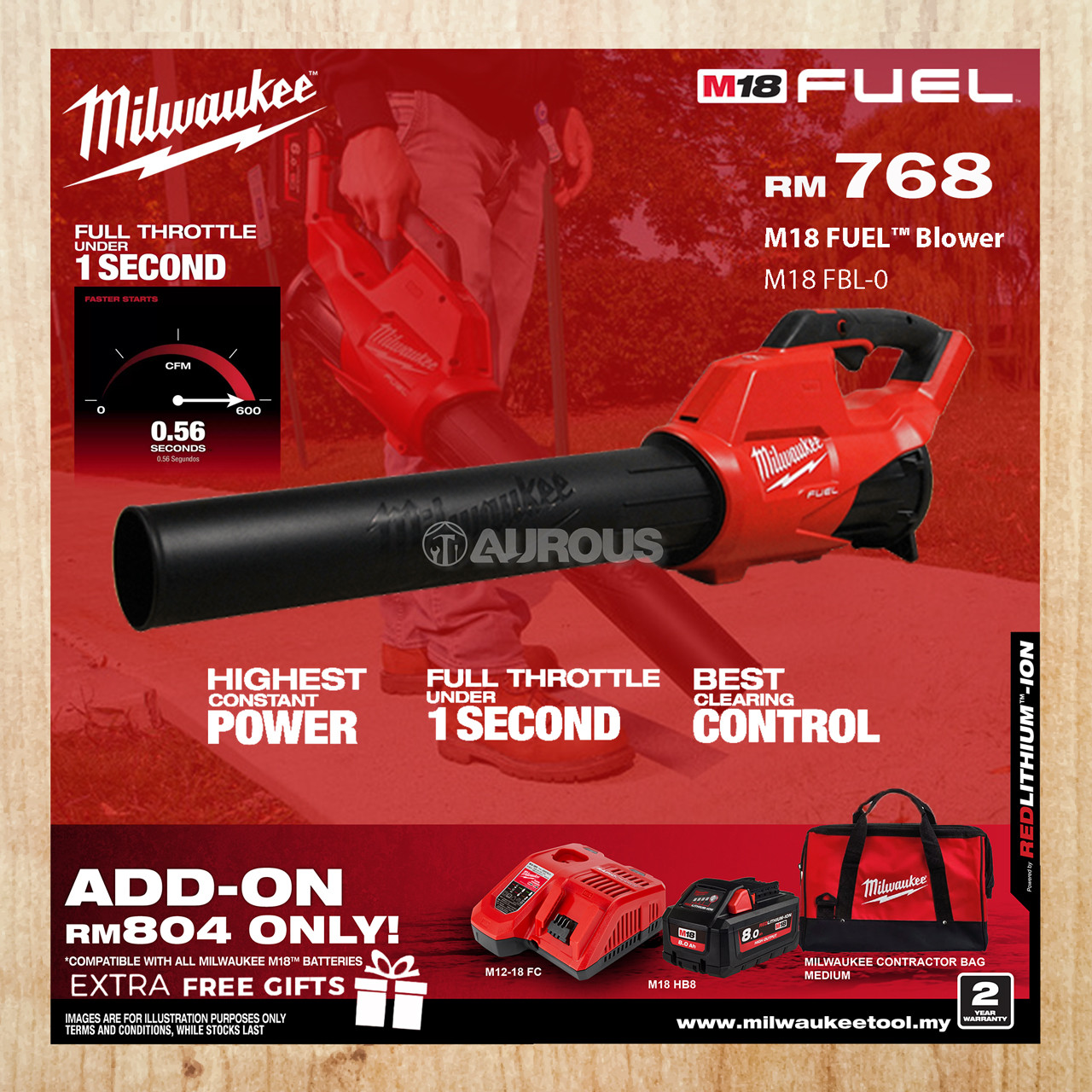 MILWAUKEE M18 FUEL BLOWER M18 FBL-0 (BARE TOOL) - Aurous | Tick Hong ...