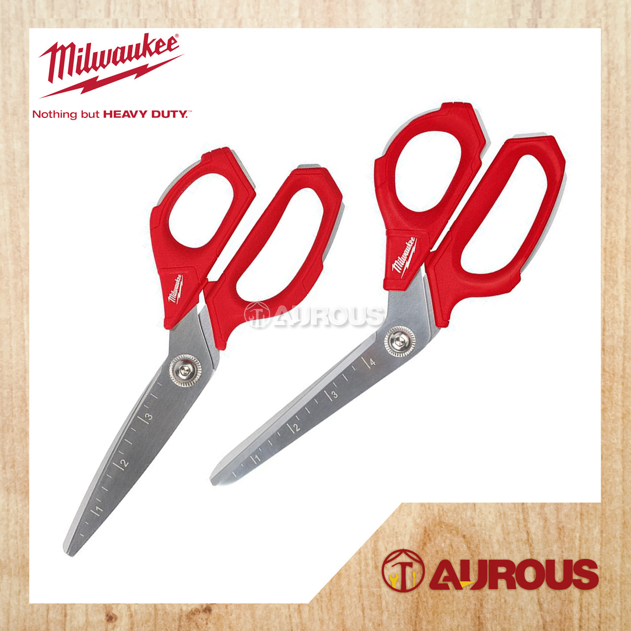 MILWAUKEE ALL METAL HANDLE JOBSITE STRAIGHT & OFFSET SCISSORS (48-22 ...