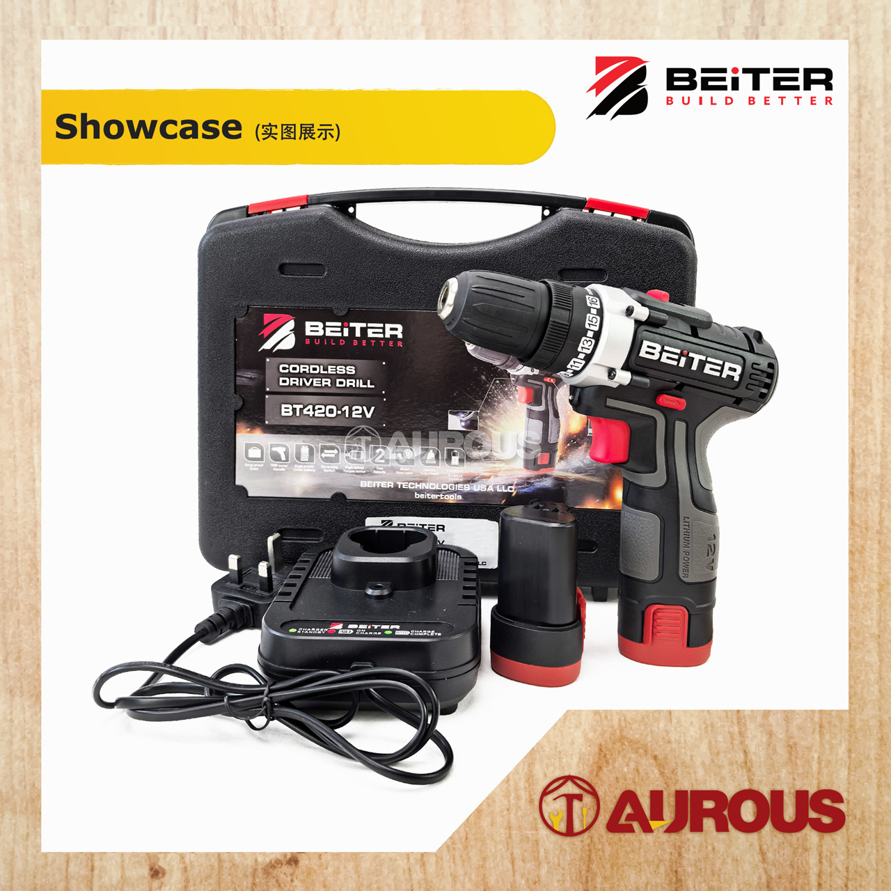 BEITER 12V CORDLESS DRIVER DRILL 1.5AH BT420-12V (FULL SET WITH 2 ...