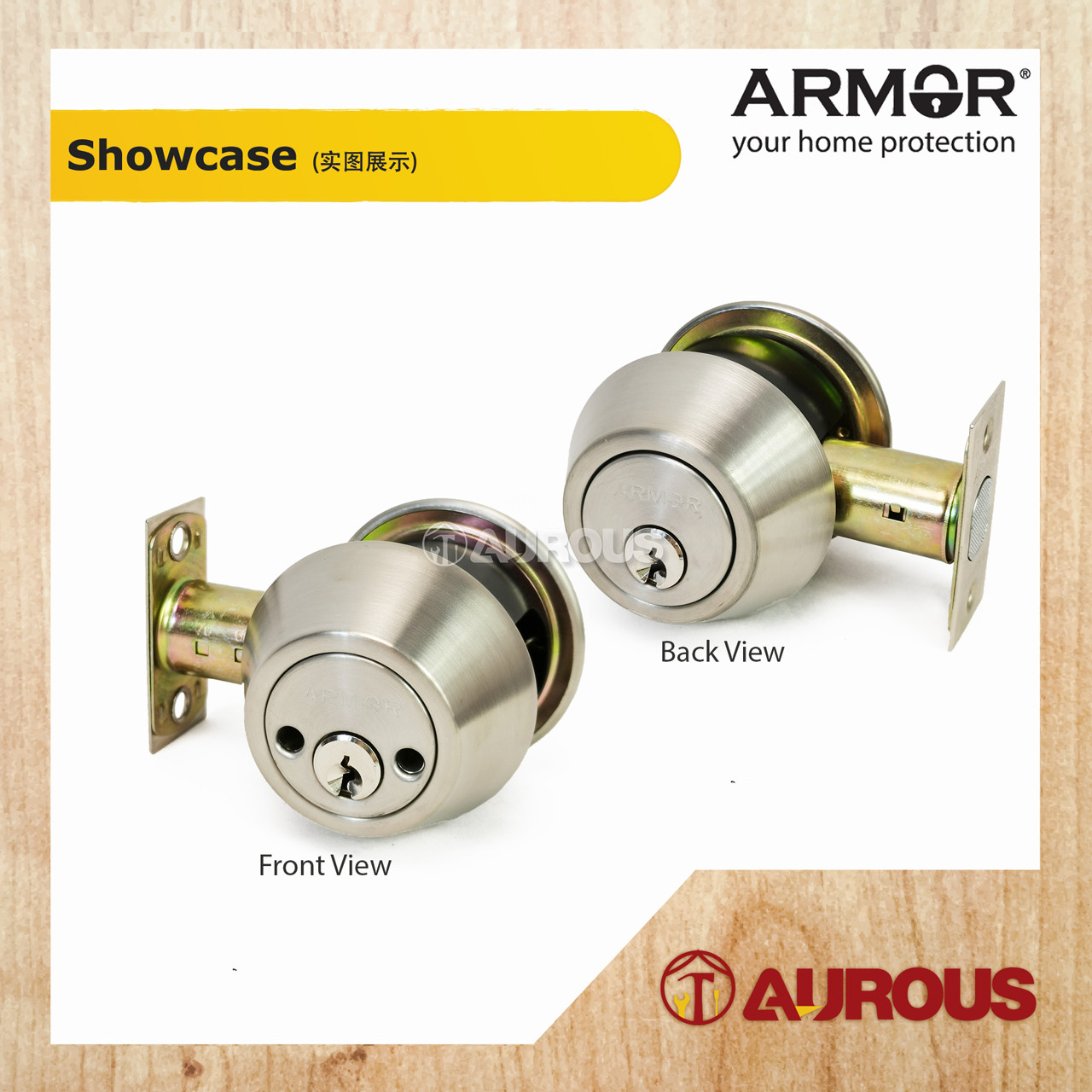 ARMOR STAINLESS STEEL SUS304 60-70MM DOUBLE KEY DEADBOLT LOCK ADL-102 ...
