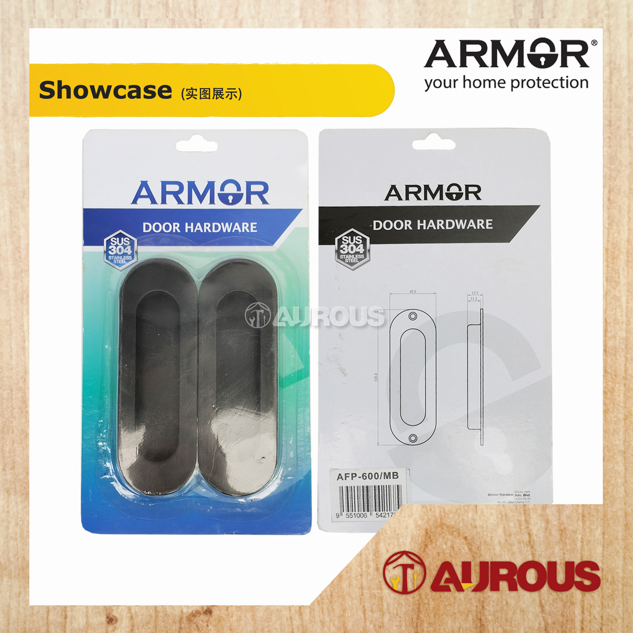 ARMOR STAINLESS STEEL SUS304 SLIDING OVAL FLUSH PULL DOOR HANDLE AFP ...