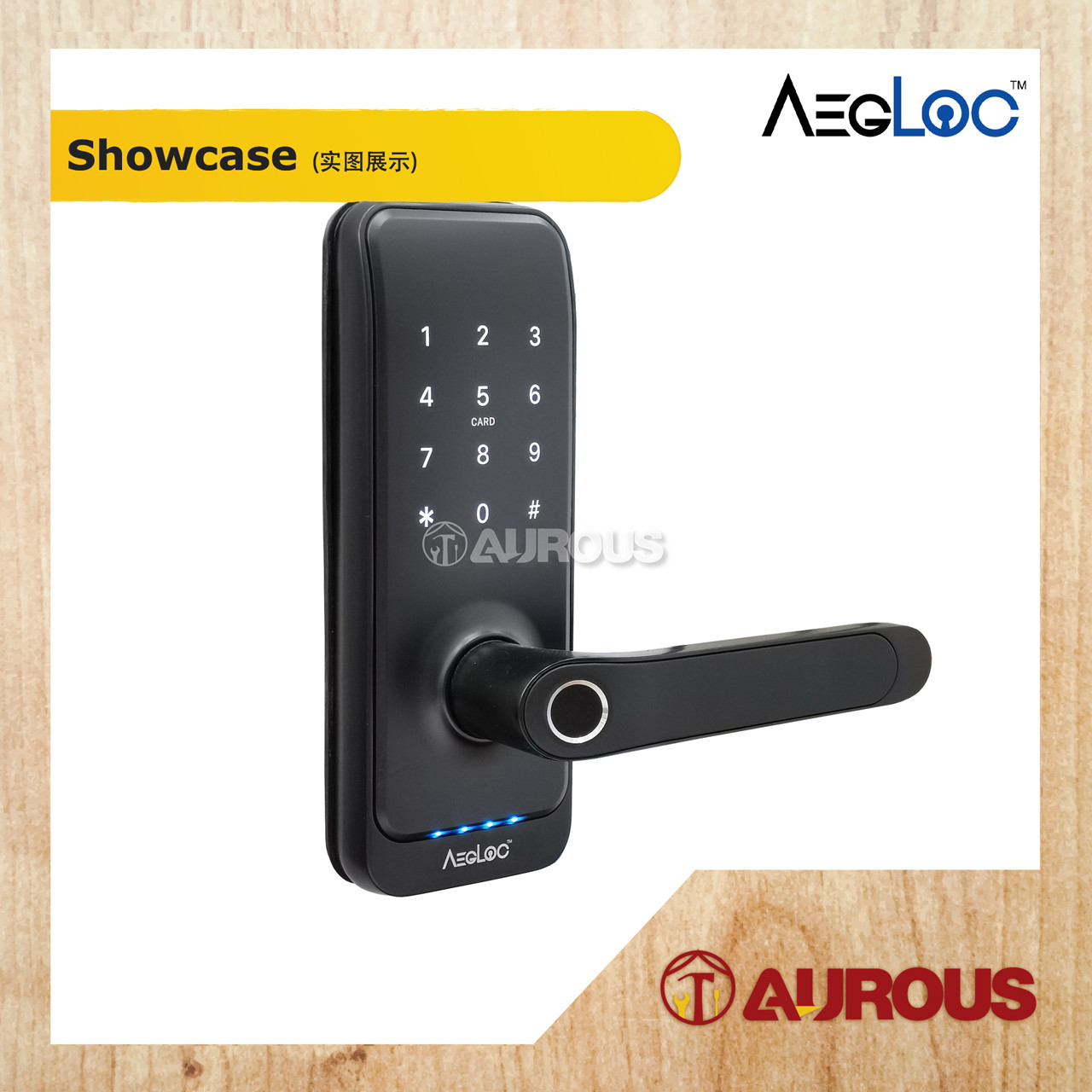 ARMOR AEGLOC DIGITAL SECURITY DOOR LOCK BLACK SMART TUBULAR LEVER (AEG-SDL-E300) (WIFI OPTIONAL ...