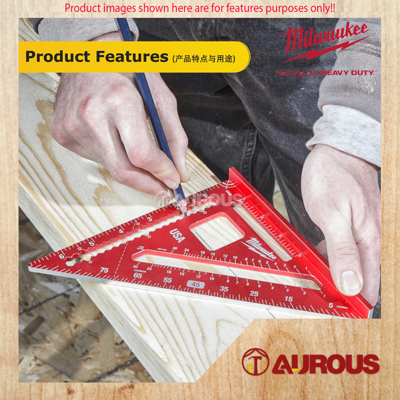 MILWAUKEE 7''/180MM METRIC RAFTER SQUARE RULER (MLSQ 170) - Aurous ...