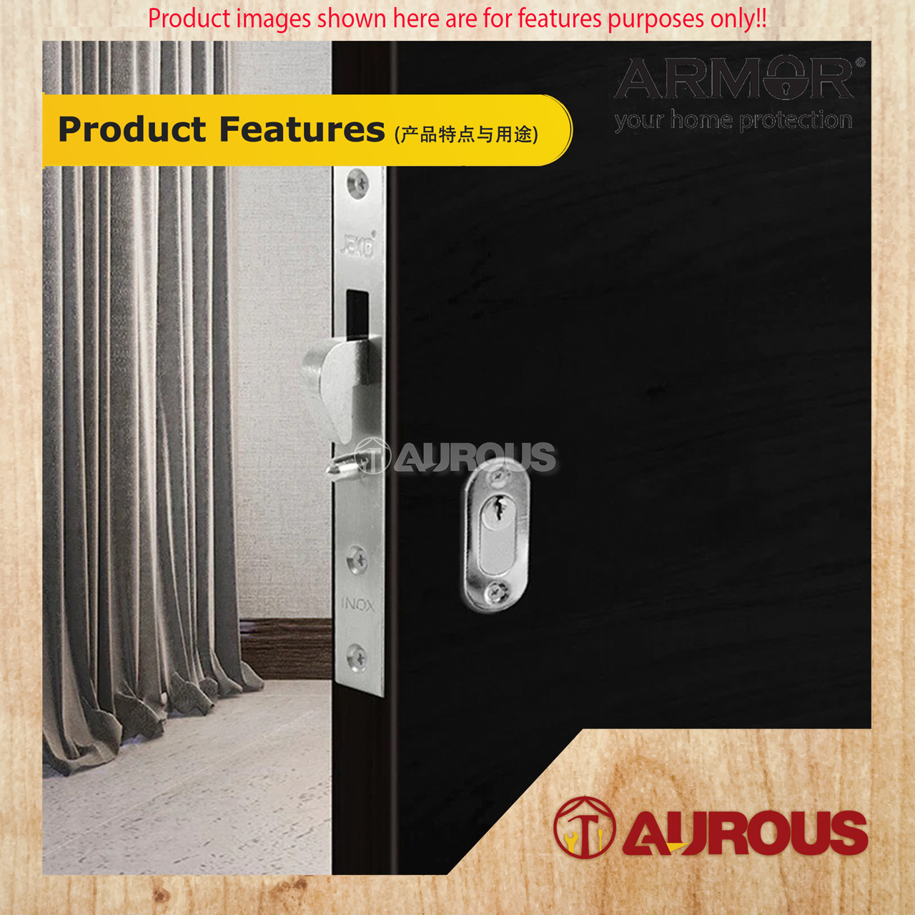 ARMOR MORTISE HOOK LOCK 40MM AML-H40/DH/SS (STAINLESS STEEL - SS ...