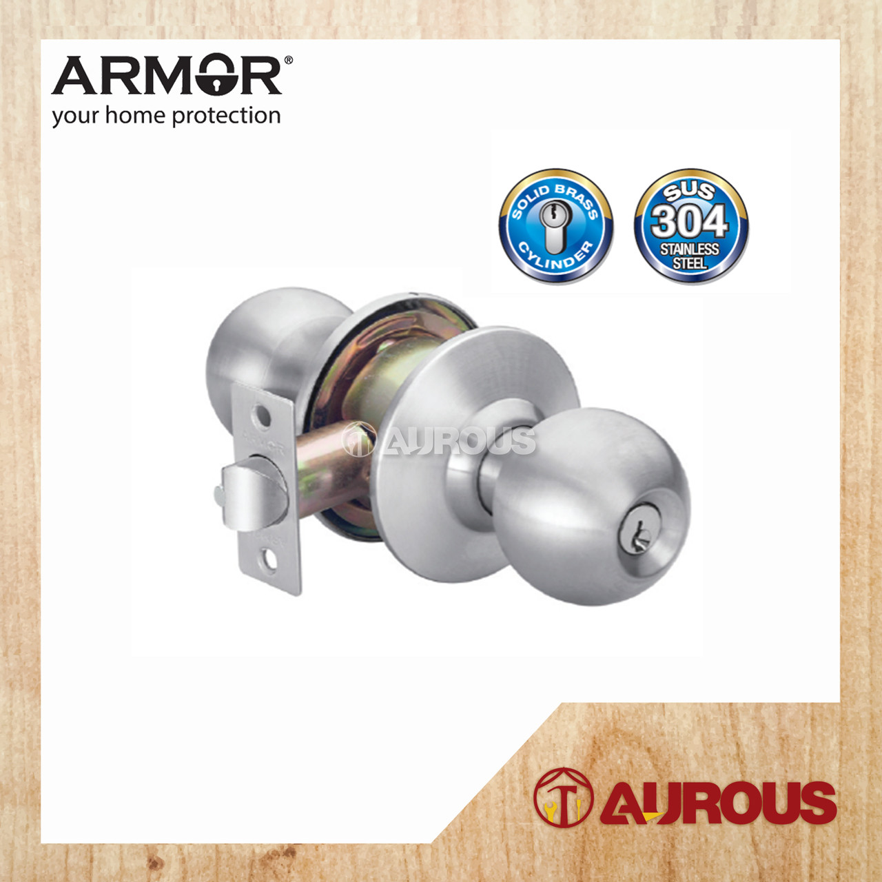 ARMOR STAINLESS STEEL SUS304 60MM CYLINDRICAL LOCK KNOBSET DOOR LOCK ...