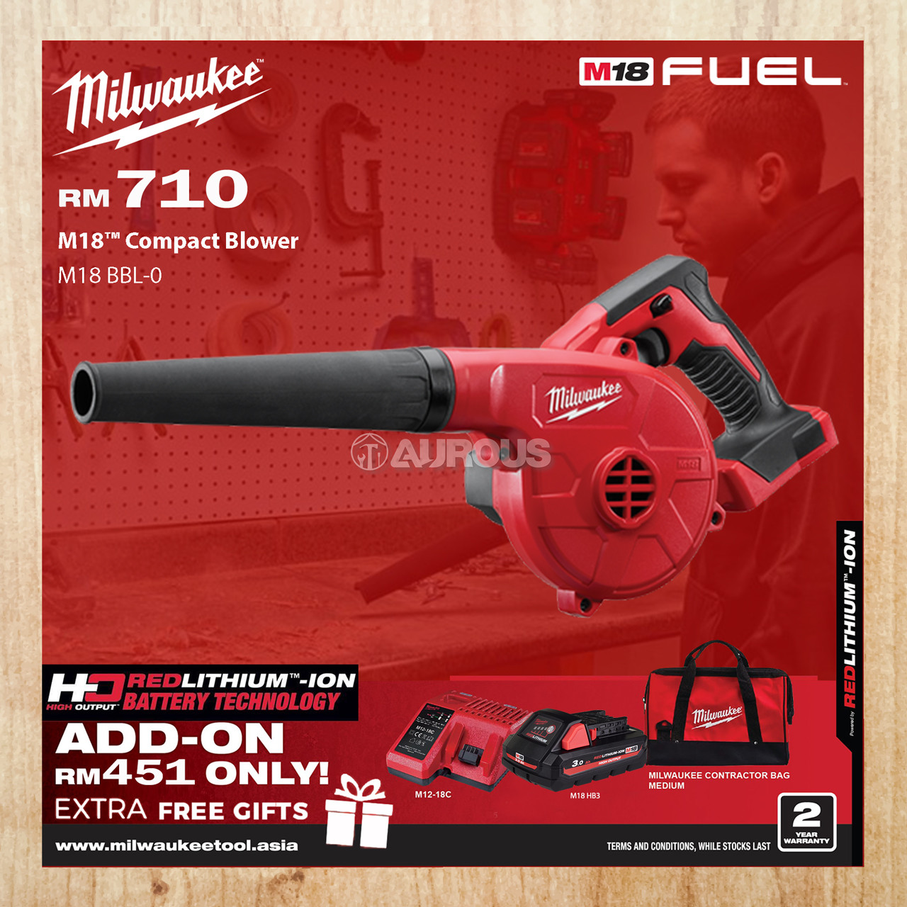 MILWAUKEE M18 COMPACT BLOWER M18 BBL-0 (BARE TOOL) - Aurous Hardware ...