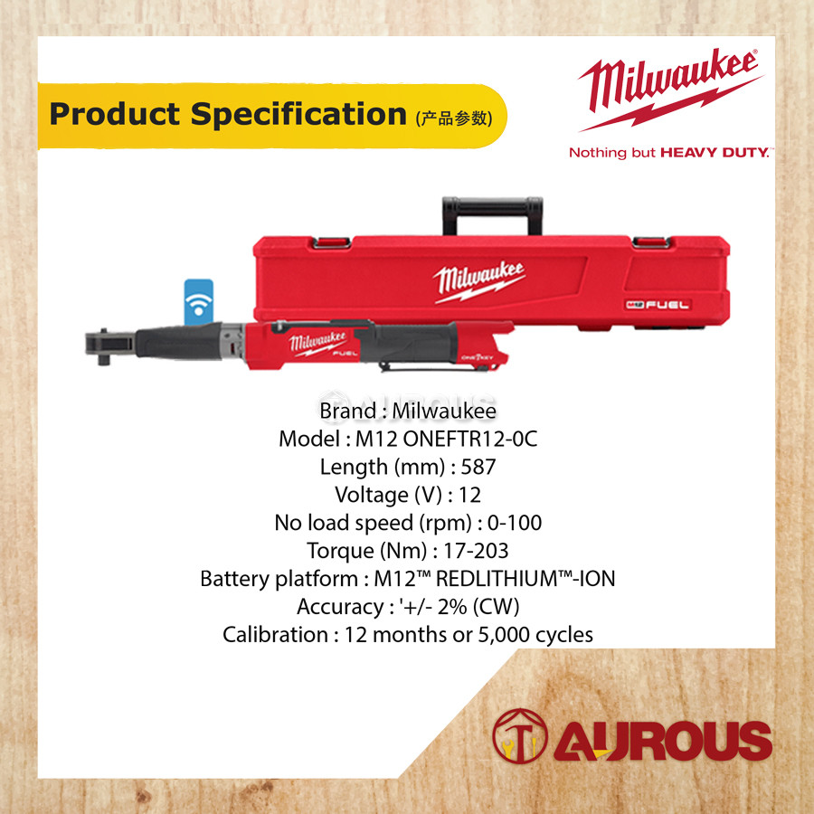 MILWAUKEE M12 FUEL 1/2'' ONE KEY SYSTEM DIGITAL TORQUE WRENCH (M12 ONEFTR12-0C / M12 ONEFTR12 ...