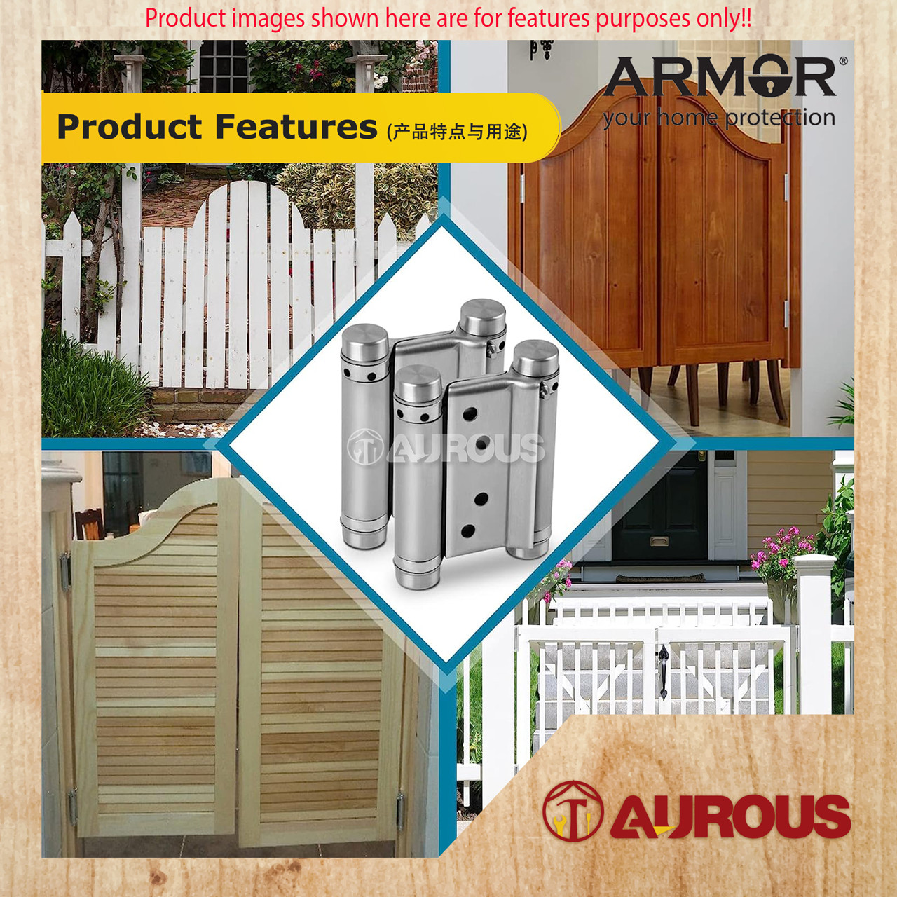 ARMOR STAINLESS STEEL SUS304 DOUBLE ACTION SPRING HINGE FOR WOODEN DOOR ...