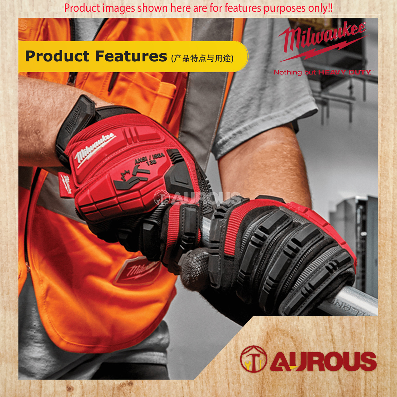 MILWAUKEE HEAVY DUTY IMPACT RESISTANT DEMOLITION GLOVES (S) 48-22-8750 ...