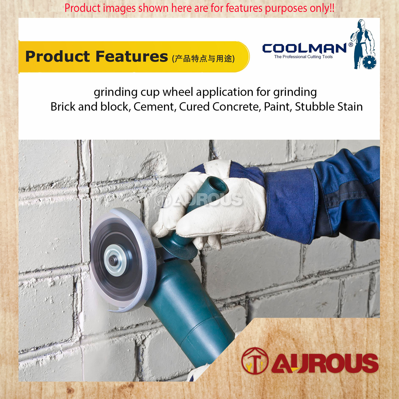 COOLMAN DIAMOND DISC SLANT SEGMENTED GRINDING CUP WHEEL 4''/100MM ...