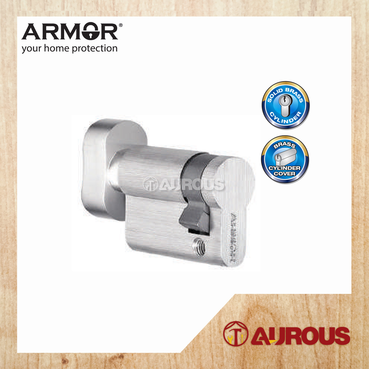 ARMOR EURO PROFILE 45MM SOLID BRASS ONE SIDED THUMBTURN CYLINDER (APC ...