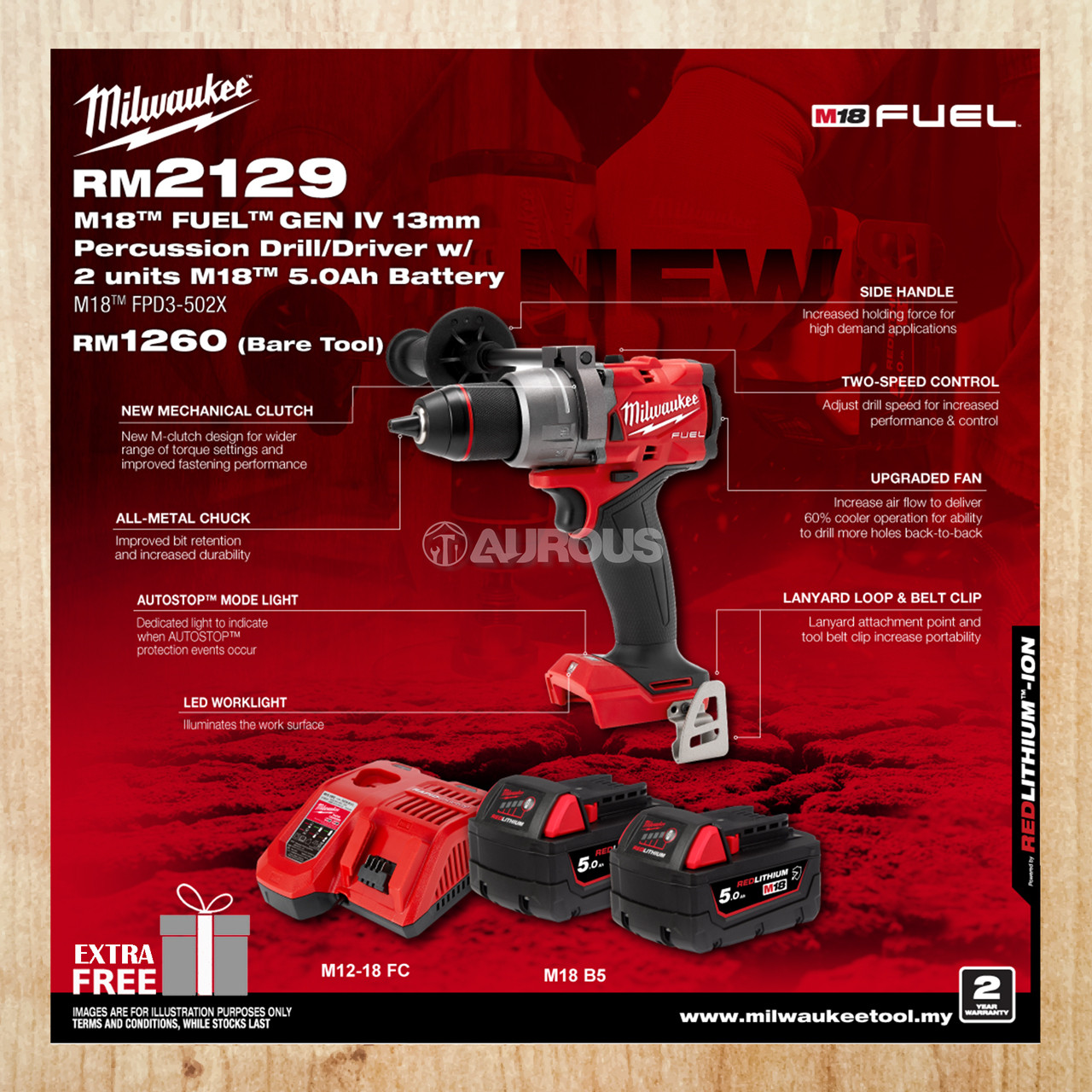 MILWAUKEE M18 FUEL GEN IV 13MM PERCUSSION DRILL/DRIVER & 1/4" HEX ...