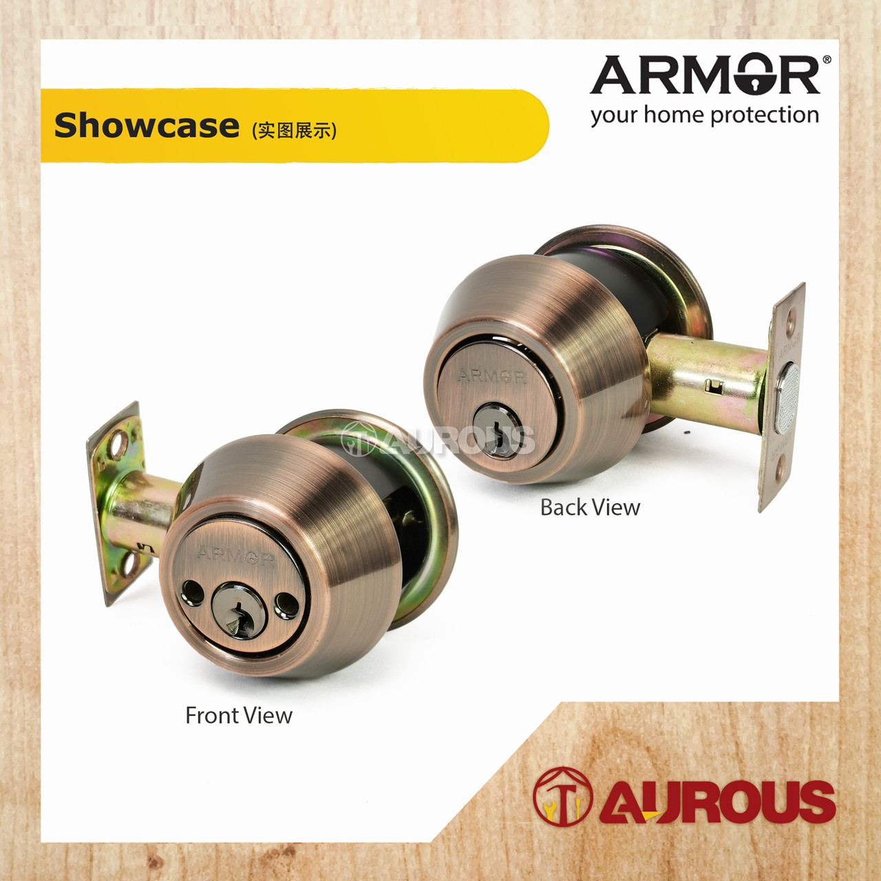 ARMOR STAINLESS STEEL SUS304 60-70MM DOUBLE KEY DEADBOLT LOCK ADL-102 ...