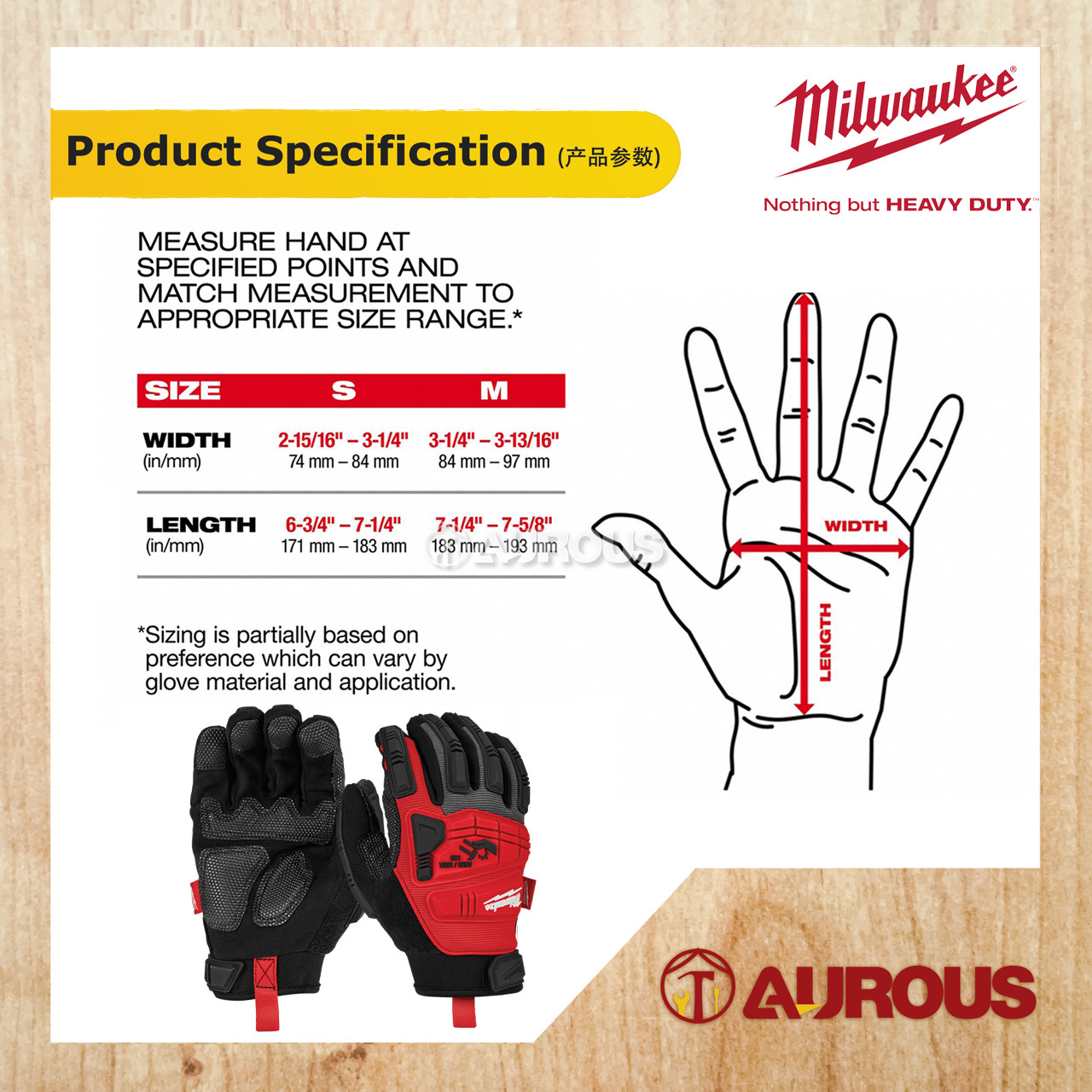 MILWAUKEE HEAVY DUTY IMPACT RESISTANT DEMOLITION GLOVES (S) 48-22-8750 ...