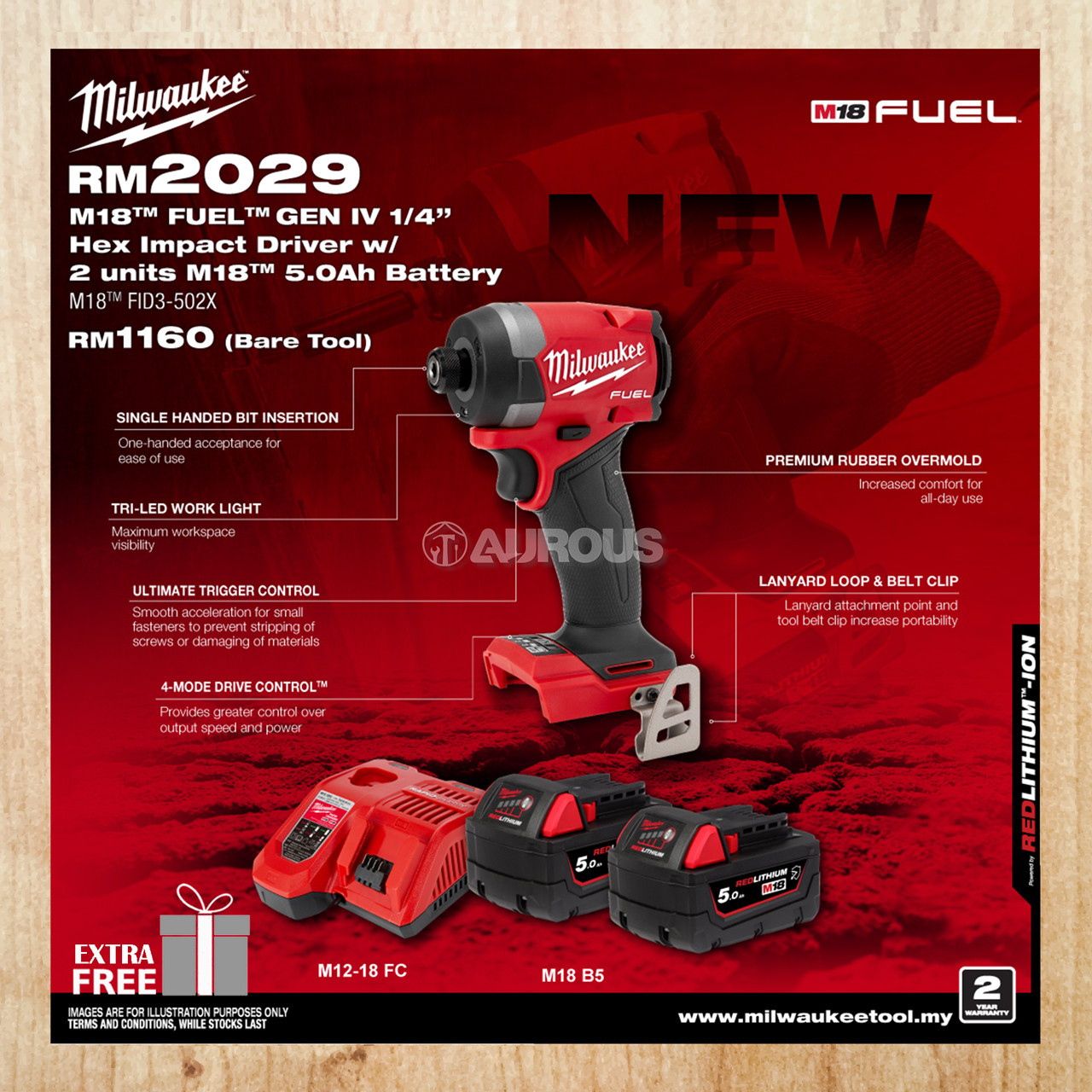 MILWAUKEE M18 FUEL GEN IV 13MM PERCUSSION DRILL/DRIVER & 1/4" HEX ...